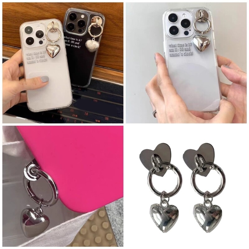 Stylish Heart Phone Charm Keychain Pendant Versatile Phone Jewelry Keys ...
