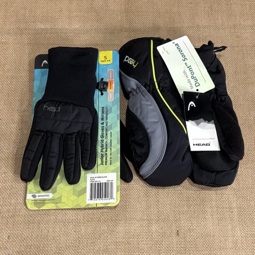 HEAD Junior Hybrid Gloves Mittens Youth S Ages 4-6 Black Ski Snow ...