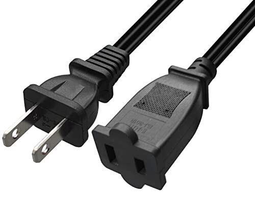 1ft Short US Power Extension Cable Cord US AC 2-Prong Male/Female Power ...
