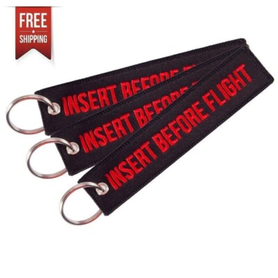 3X INSERT BEFORE FLIGHT BLACK LUGGAGE KEYCHAIN CREW TAG KEY RING | eBay
