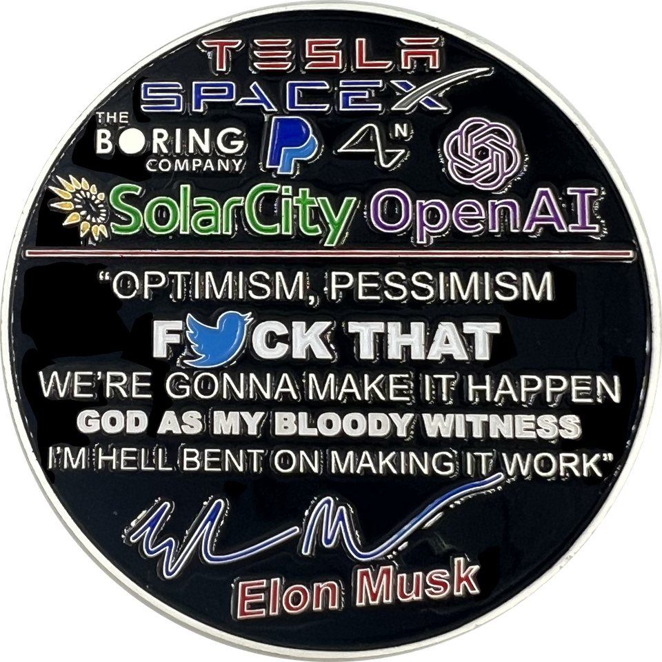 CL5-014 SpaceX Elon Musk Motivational Quote Gift Twitter Challenge Coin ...