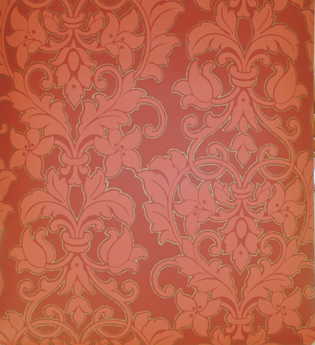 DEEP RED & GOLD DAMASK PREPASTED VINYL WALLPAPER # SD25700 | eBay
