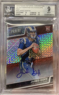 2016 PANINI NATIONAL RED JARED GOFF ROOKIE AUTO /5 GRADED 9-CARD 10 ...