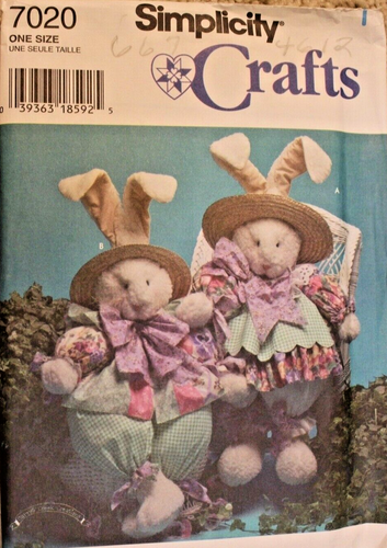 7020 Simplicity Sewing Pattern 32" Stuffed Plush Animal Easter Bunny ...