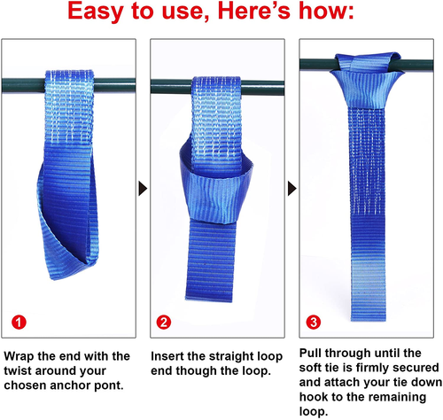 8-Pack 18″ Soft Loop Tie down Pull Grab Straps 3600Lbs Heavy Duty ...