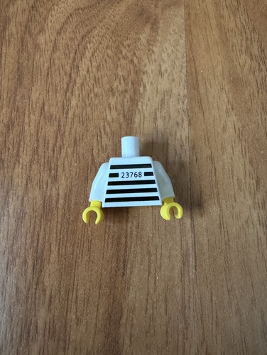 LEGO White Town Torso with Black Stripes and "23768" (73403 / 88585) | eBay