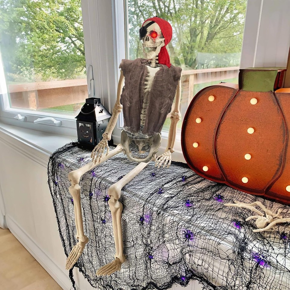 Hourleey 5 FT Halloween Skeletons Decoration, Life Size Full Body Bones ...