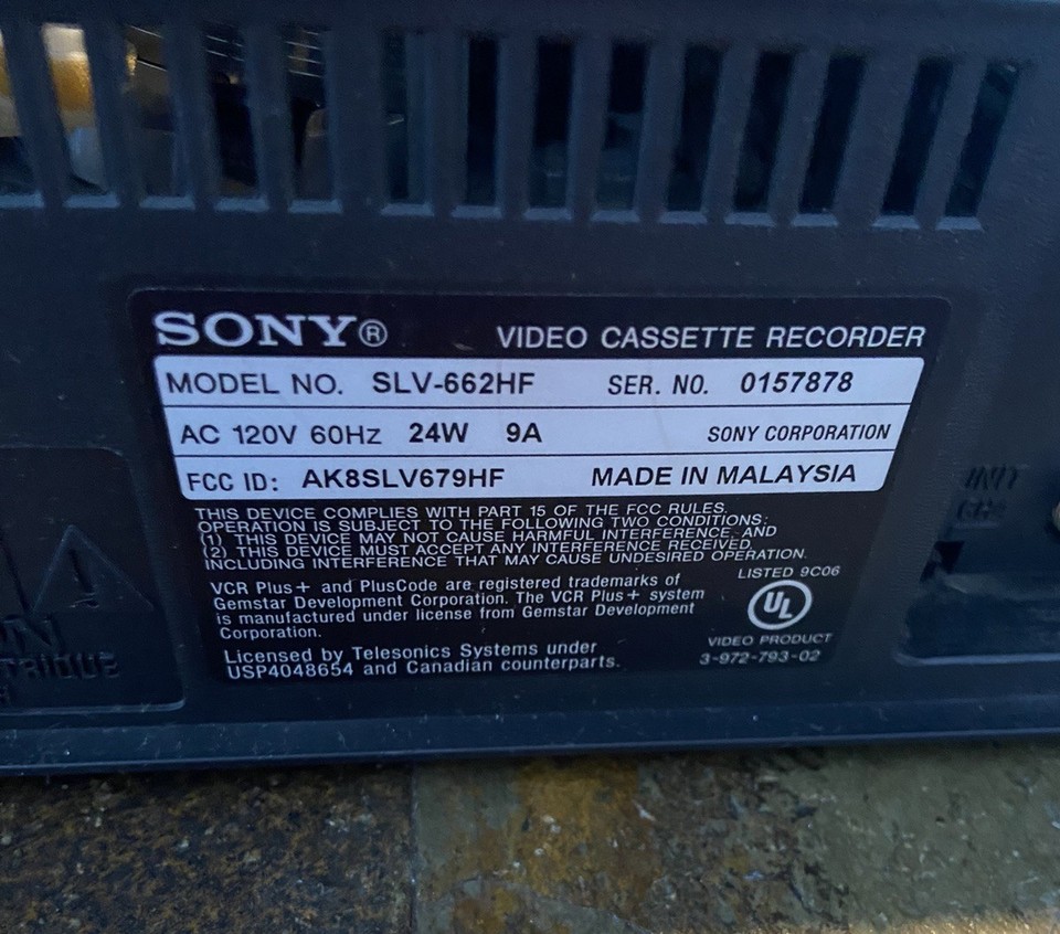 Sony SLV-662HF VCR Plus Video Cassette Recorder Hi-Fi Stereo Gray 19 ...