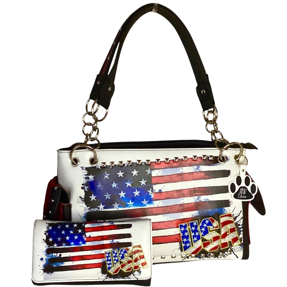 USA American Flag Purse Stars Stripes Western Patriotic Handbag Wallet ...