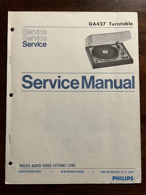 Philips GA427 Turntable Record Player Service Manual Original OEM ...