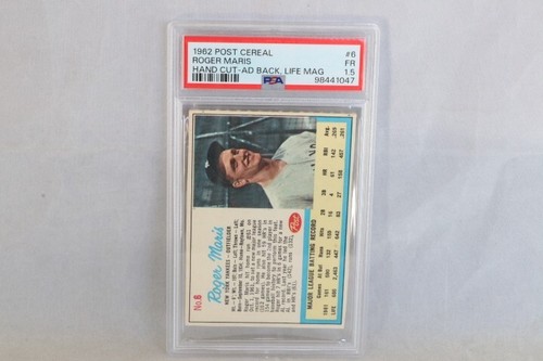 1962 POST CEREAL BASEBALL CARD # 6 ROGER MARIS YANKEES PSA 1.5 | eBay