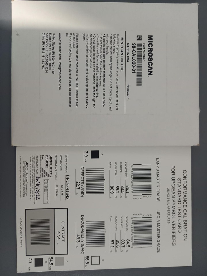Calibration test card Data Matrix | eBay
