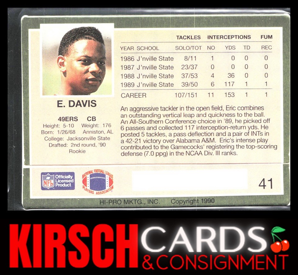 Eric Davis 1990 Action Packed Rookie/Update #41 San Francisco 49ers | eBay