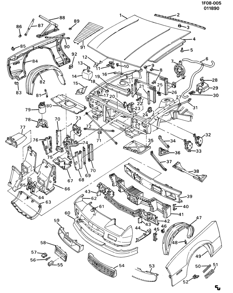 1985-1992 Camaro Baffle Radiator Air Upper Lower Panel Lower Duct LH RH ...
