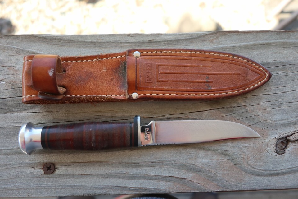 Vintage Case Fixed Blade 4" Hunting Knife w/Leather Handle & XX Sheath ...