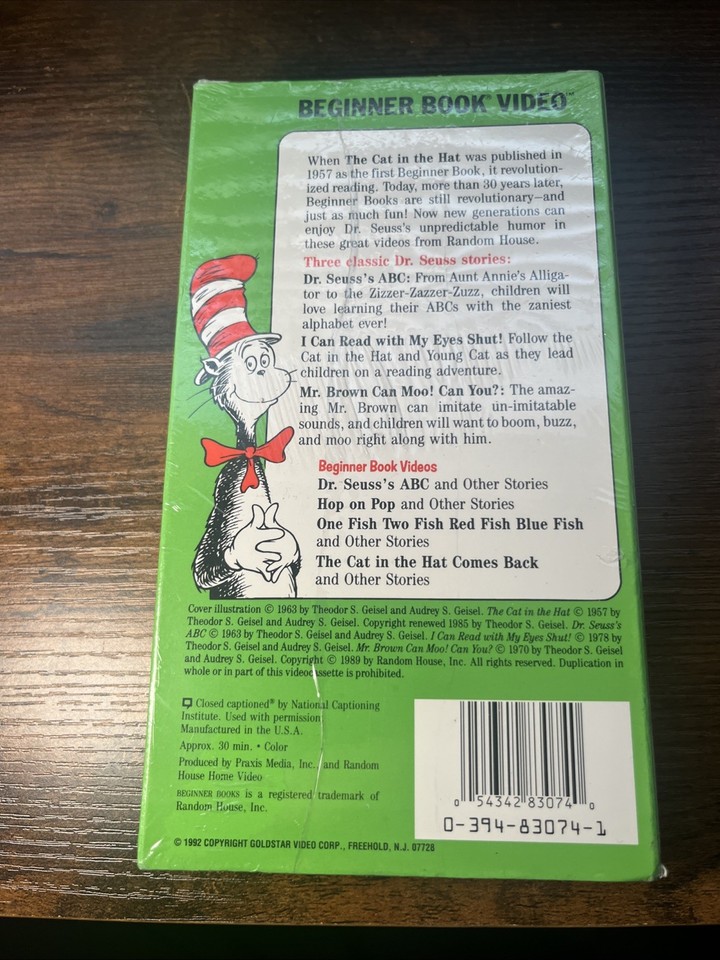 Dr. Seuss's ABC 3-Story Beginner Book VHS - Sealed - 1992 Random House ...