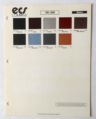 1982 SAAB ECS COLOR PAINT CHIP CHART ALL MODELS ORIGINAL | eBay