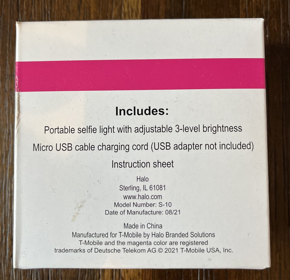 NIB Portable Clip-On Phone Selfie Ring Light T-MOBILE TUESDAYS Cord ...