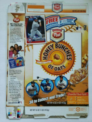 POST HONEY BUNCHES OF OATS EMPTY CEREAL BOX ALEX RODRIGUEZ (NOT ...