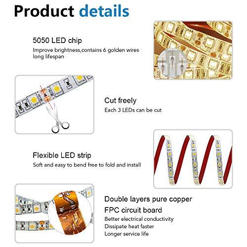 16.4ft Warm White 3500k 5050 Smd Led Flexible Strip Ribbon Light 5m 300 ...