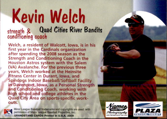 2009 Quad Cities River Bandits Grandstand #29 Kevin Welch Walcott Iowa ...