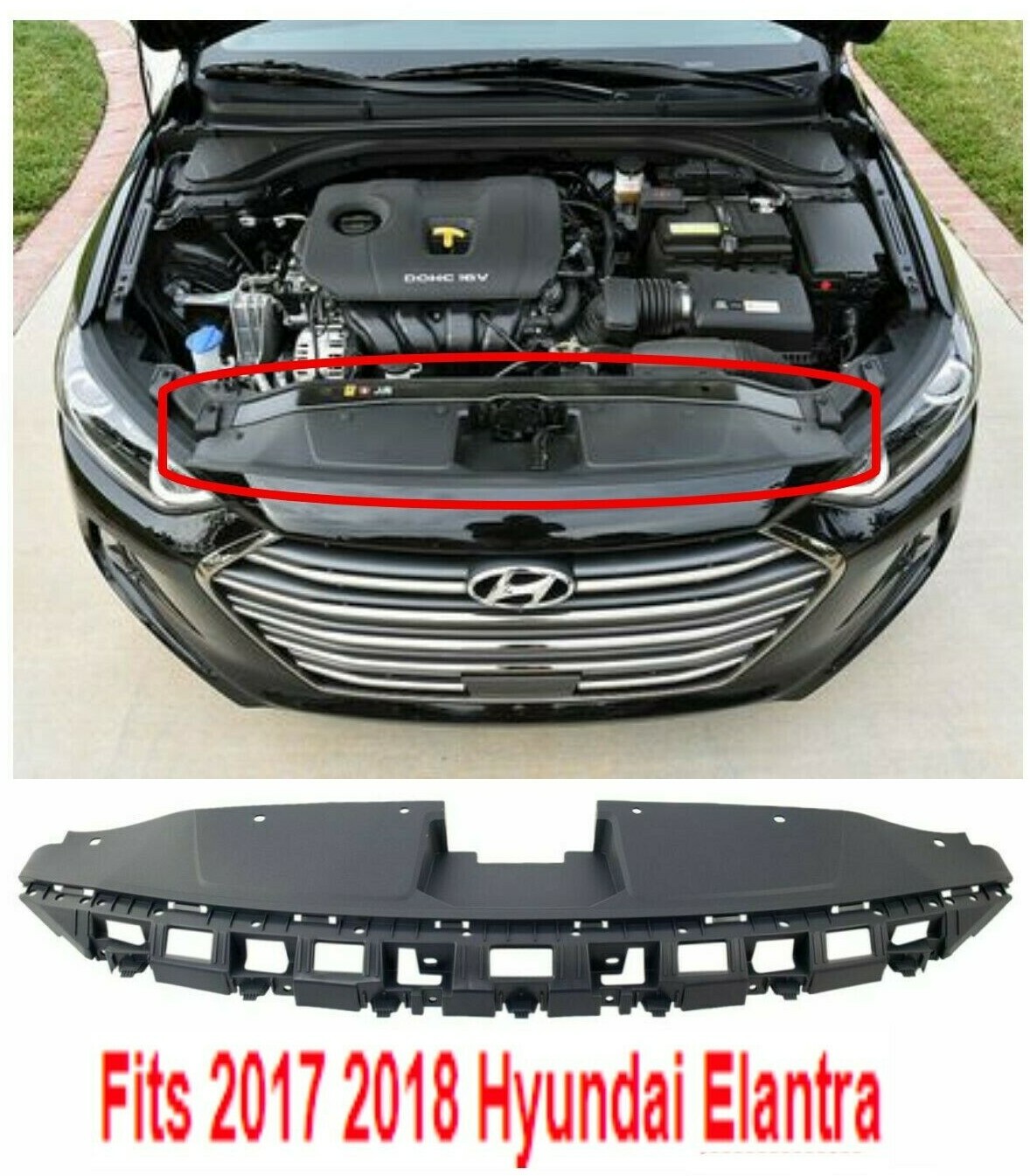 FOR 2017-18 Elantra Sedan Grille Upper Closing Plate Sight Shield ...
