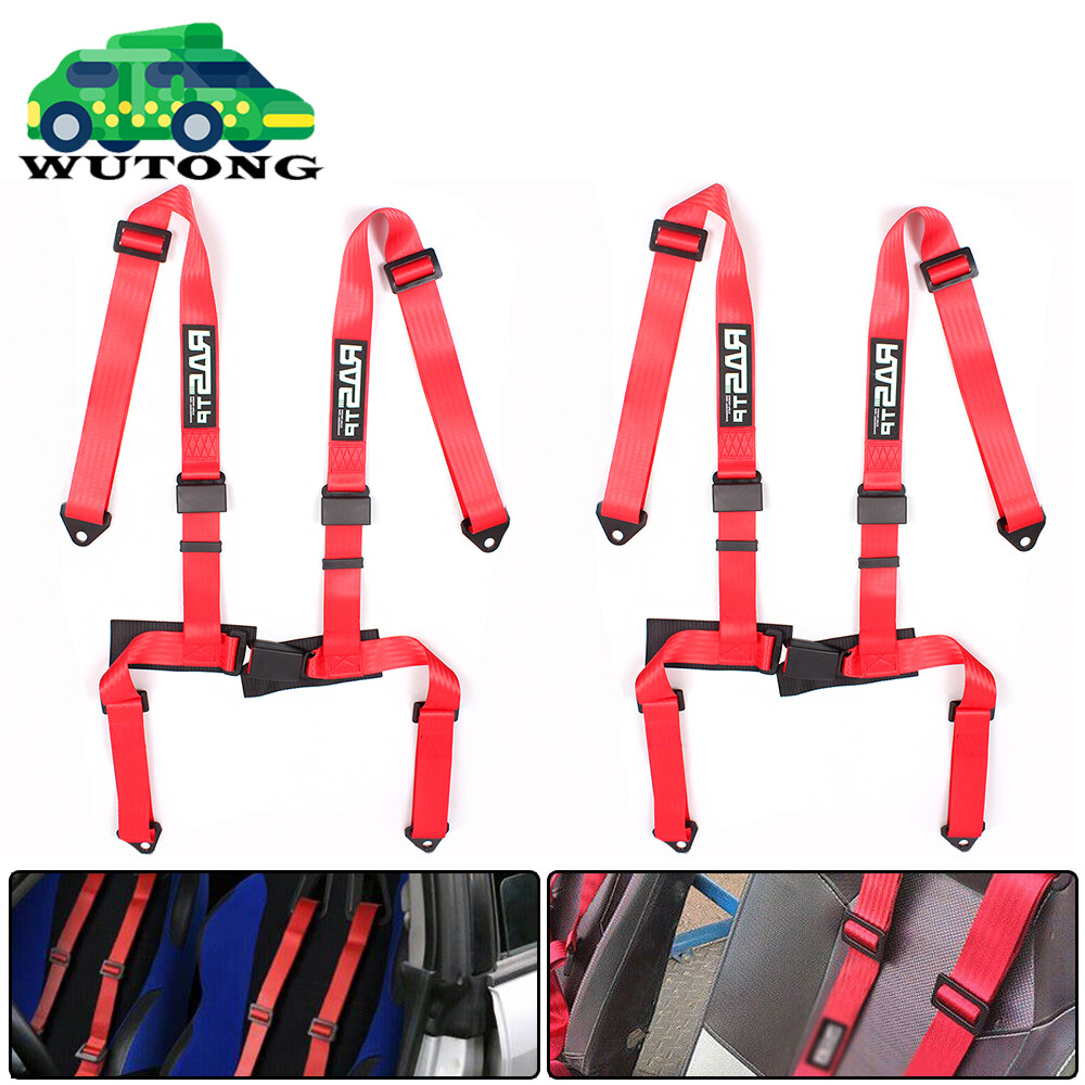 4-Point Racing Harness Quick Release Safety Seat Belts 2" Red Go-Kart ...