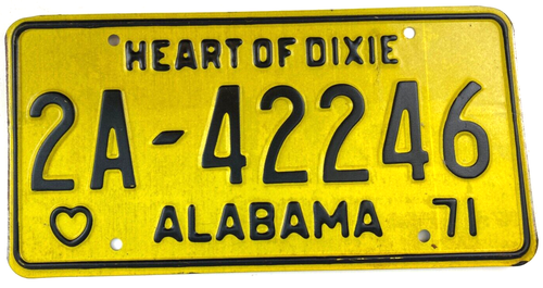 Vintage Alabama 1971 Auto License Plate 2A-42246 Mobile Co Man Cave ...