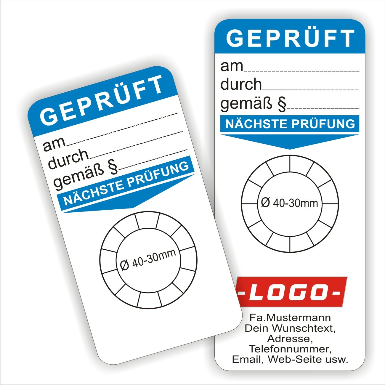 Geprüft Grundplaketten Prüfplaketten Grundträger Logo und Wunschtext ...
