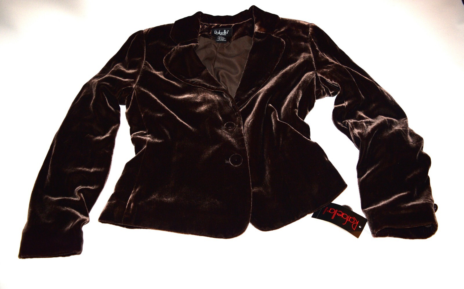 NWT $ 114 Rafaella Petites Size 6P Brown Silk Blend Velvet Blazer ...