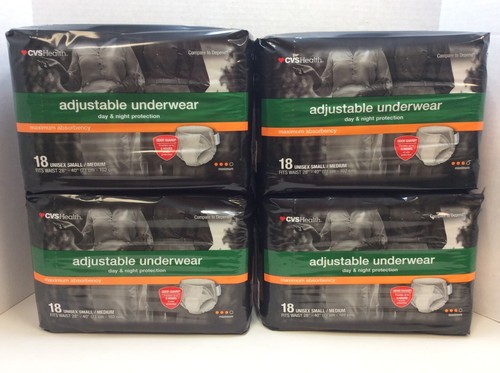 CVS Health Adjustable Underwear Unisex Size Small/Medium Waist 28"-40 ...