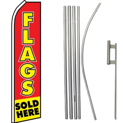 Flags Sold Here Red / Yellow Swooper Flag & 16ft Flagpole Kit/Ground ...
