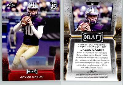 Jacob Eason 2020 Leaf Draft Red #12 Washington Colts RC Rookie | eBay