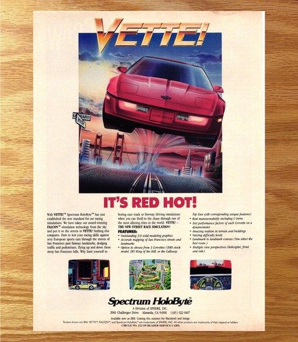 Vette! Spectrum Holobyte Car Racing Sim - Video Game Print Ads Poster ...