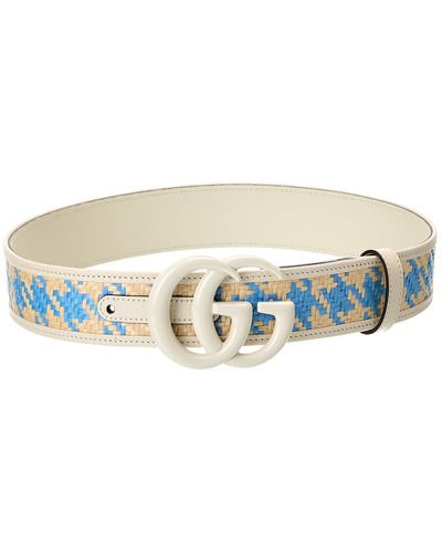 Gucci Gg Marmont Gg Raffia & Leather Belt Women's | eBay