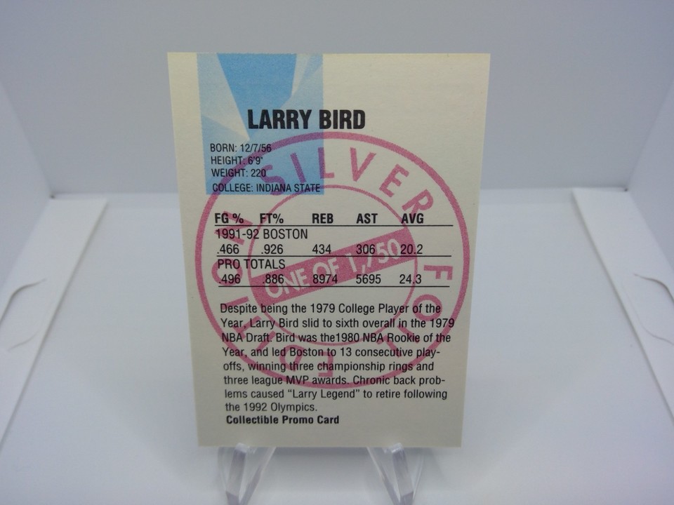 Larry Bird Celebration Of Greatness Retirement Tribute Promo Card ...