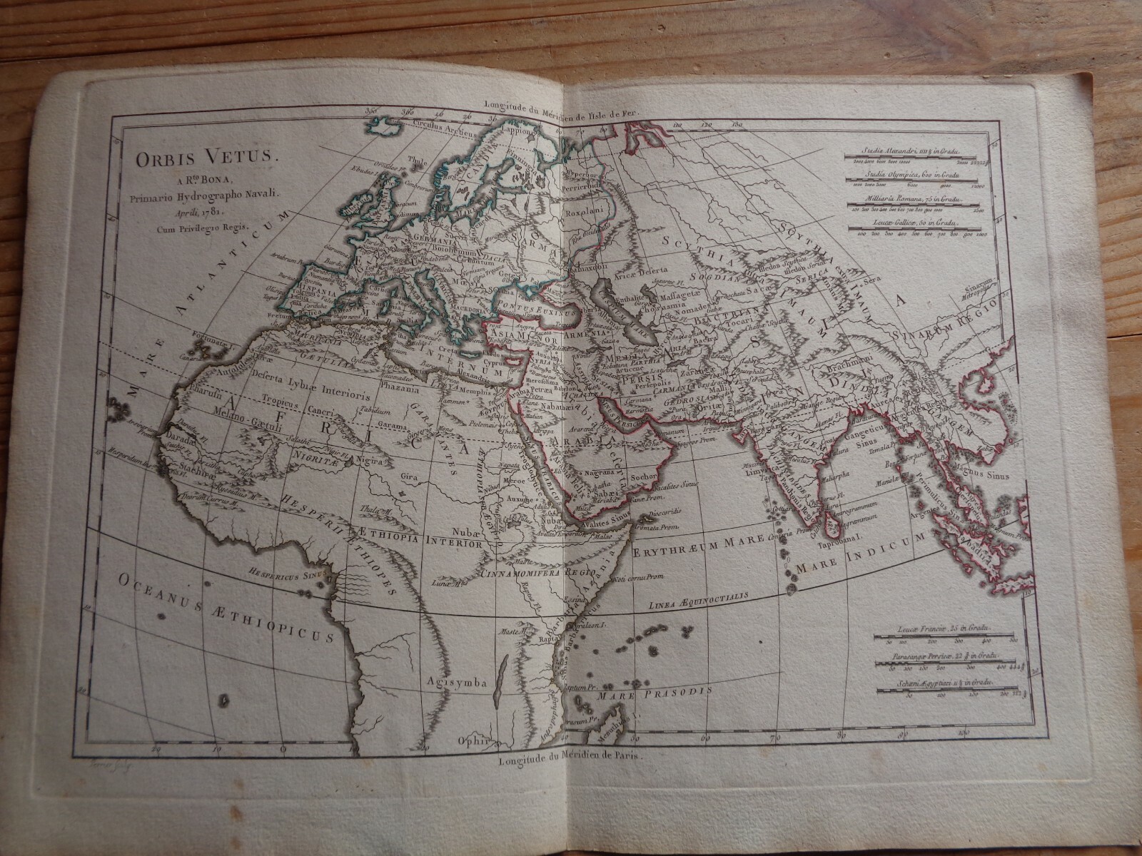 Orbis Vetus Map By Bonne 1781 World Map | eBay UK