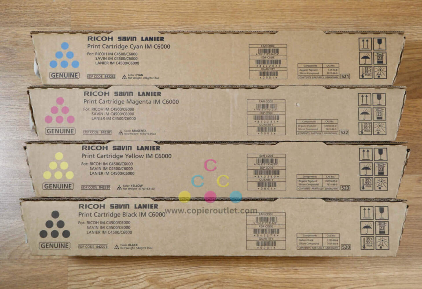 NEW Genuine Ricoh IMC4500/C6000 CMYK Toner Set 842279,842280,842281 ...