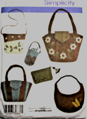 Simplicity 3715 Misses Felted Wool Purse Tote Wallet in 6 Styles Sewing ...