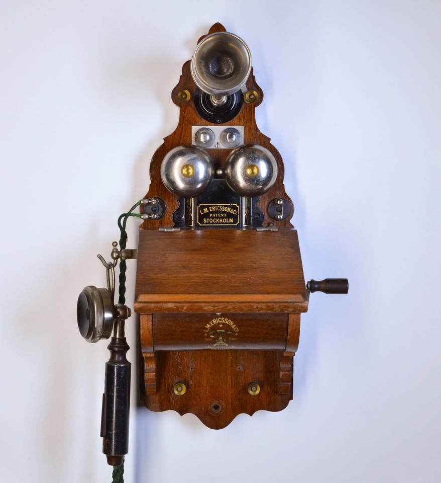 Antique Swedish Wooden Wall Telephone L.M. Ericsson model 305 Crank ...