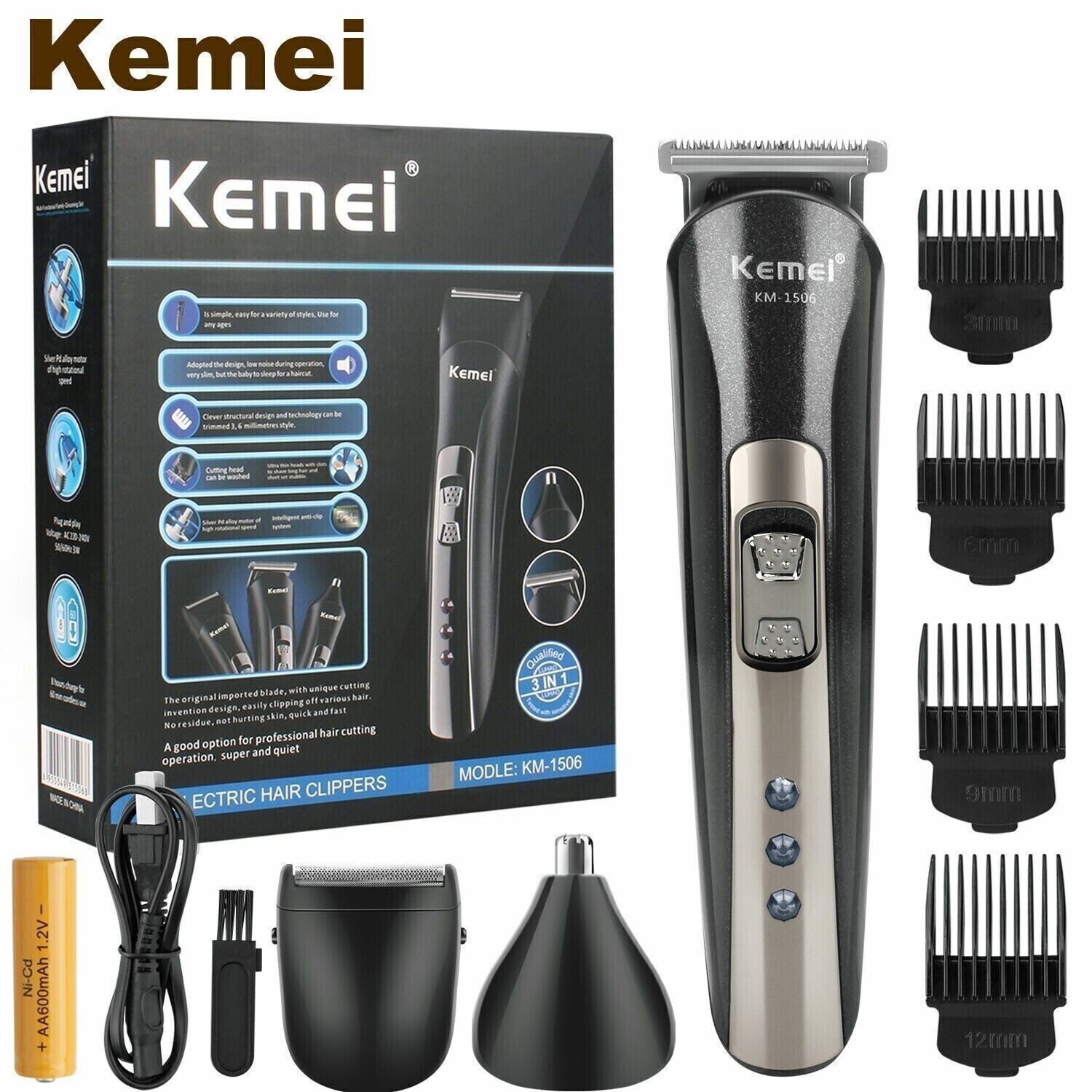 Kemei Professional Hair Clippers Cordless Trimmer Beard Cutting Machine ...