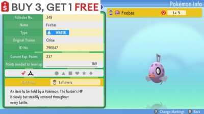 Shiny Feebas Pokemon Brilliant Diamond Shining Pearl 6IV BDSP | eBay