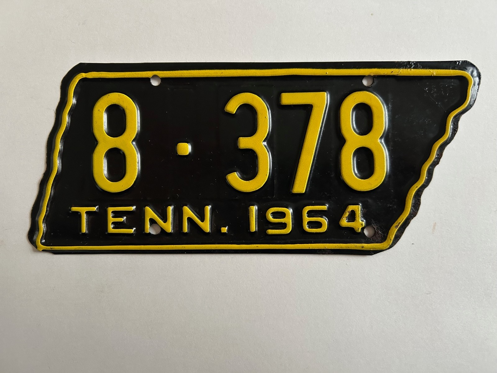 1964 Tennessee Motorcycle License Plate State Shape VERY GOOD ...