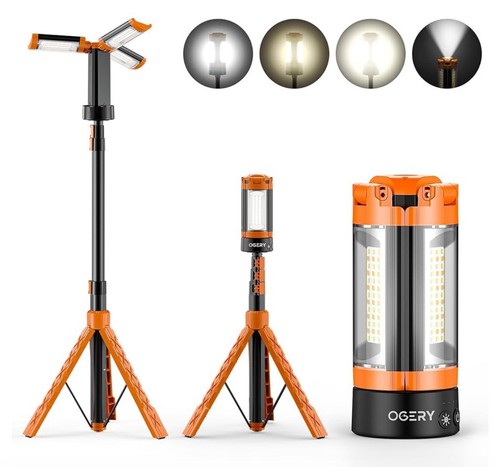 OGERY Rechargeable 10000Mah Camping Light with Stand 6.5 Ft Max Height ...