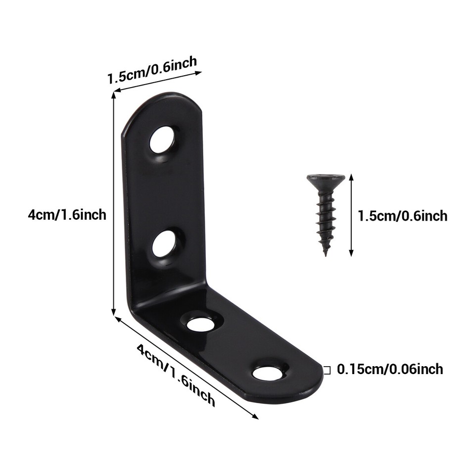 20 PCS L Brackets Corner Braces Sets Black Stainless Steel 90 Degree ...
