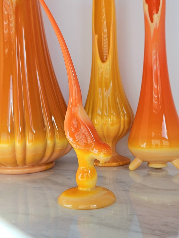 Vintage LE Smith Bittersweet Glass 11 in. Longtail Bird 🧡 | eBay