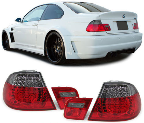 SMOKED LED REAR TAIL LIGHTS LAMPS FOR BMW E46 3 SERIES COUPE 4/1999-3/ ...
