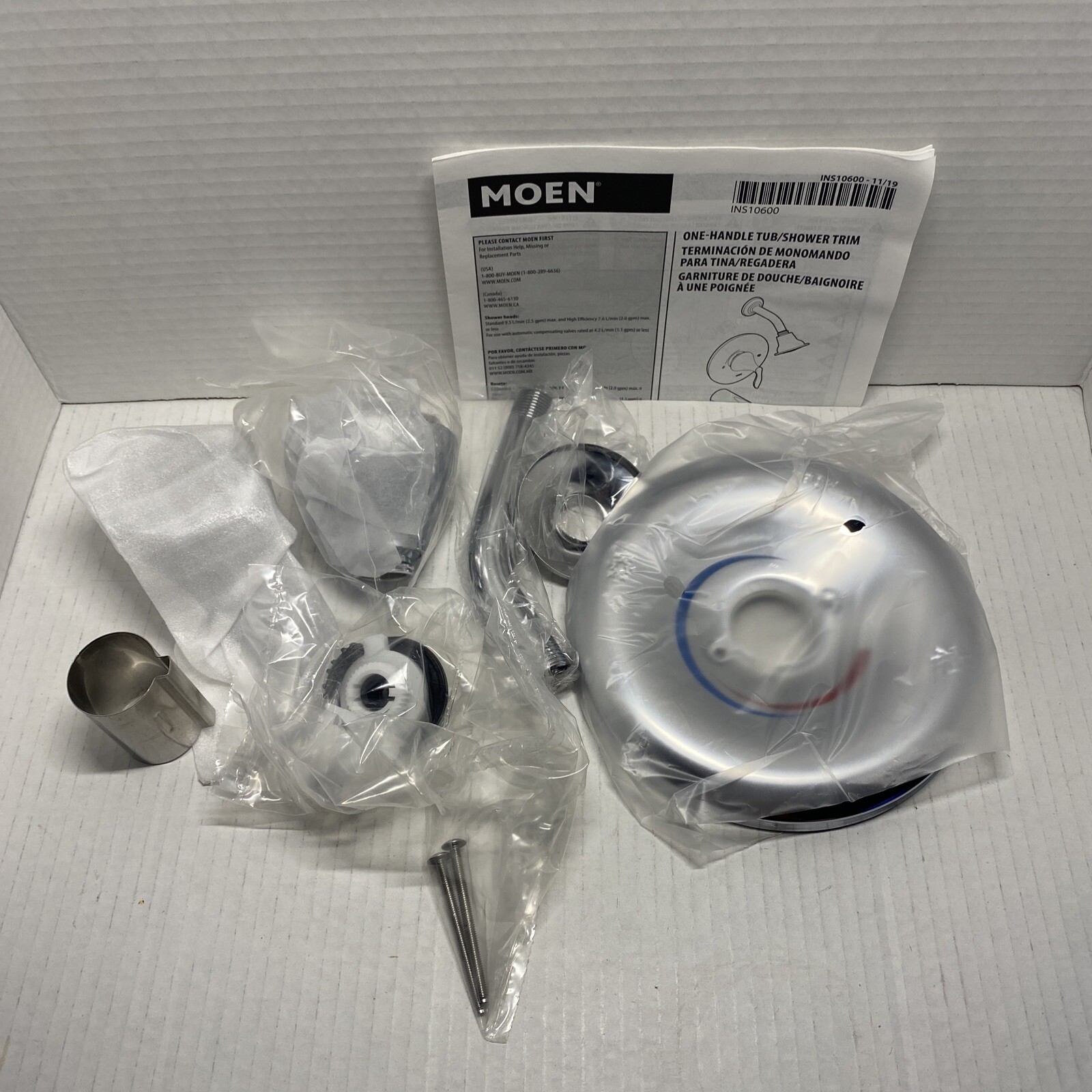 Moen Chateau Shower Trim Kit Single Handle Tub Chrome Lever Posi Temp ...