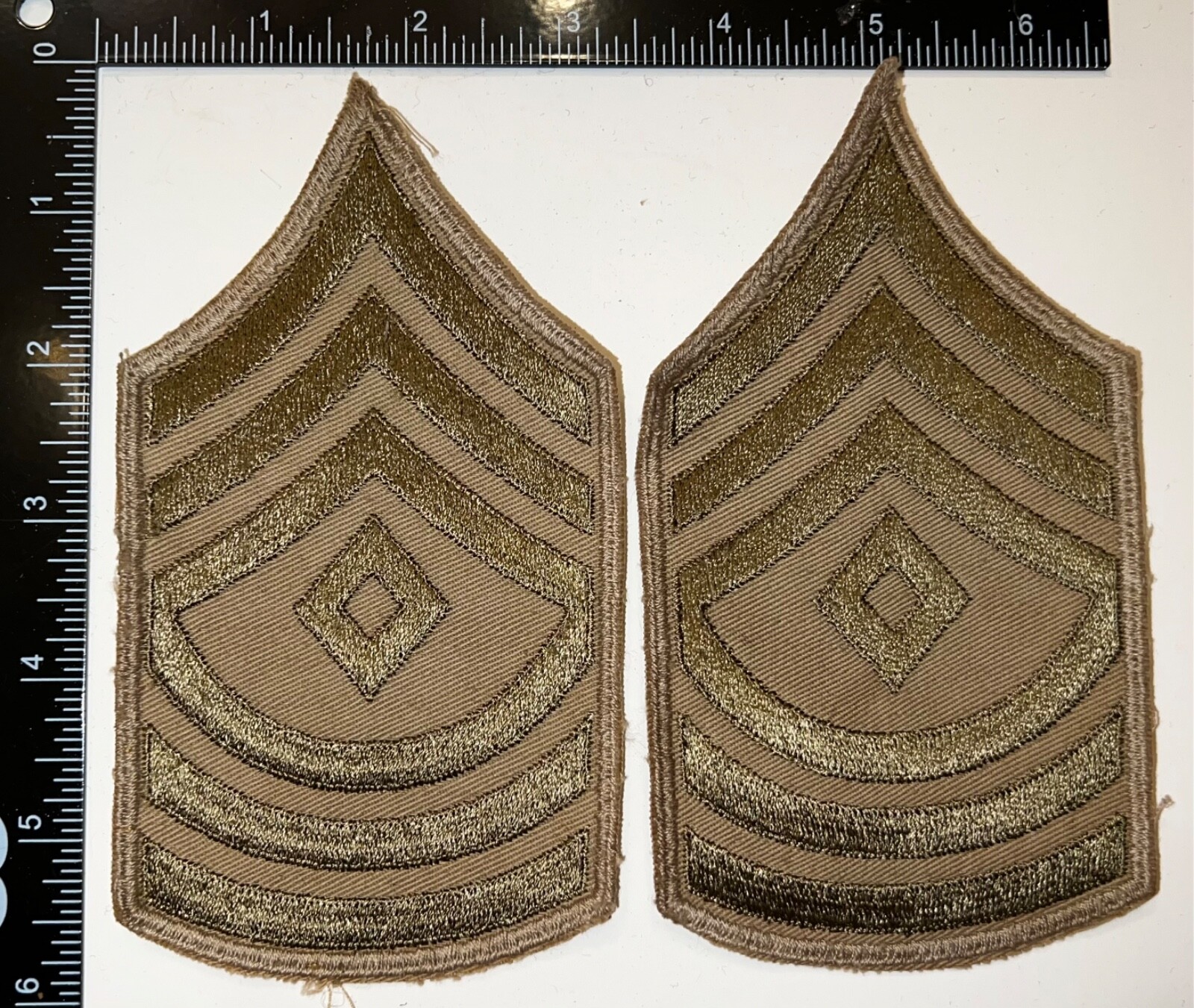 WWII US Army Stripe Chevron First Sergeant Sgt Patch Khaki Twill Summer ...