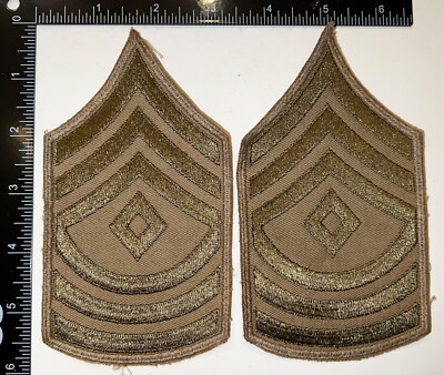 WWII US Army Stripe Chevron First Sergeant Sgt Patch Khaki Twill Summer ...